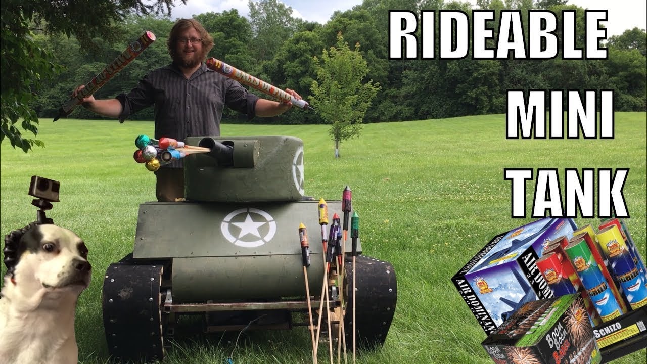 Watch this DIY Motorized Mini Tank Unleash Hell with Fireworks