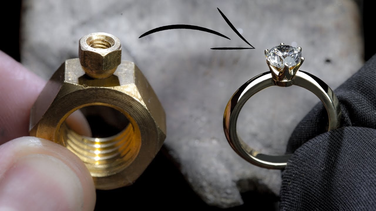Jewelry Artist Transforms Two Ordinary Nuts Into an Elegant Diamond Ring