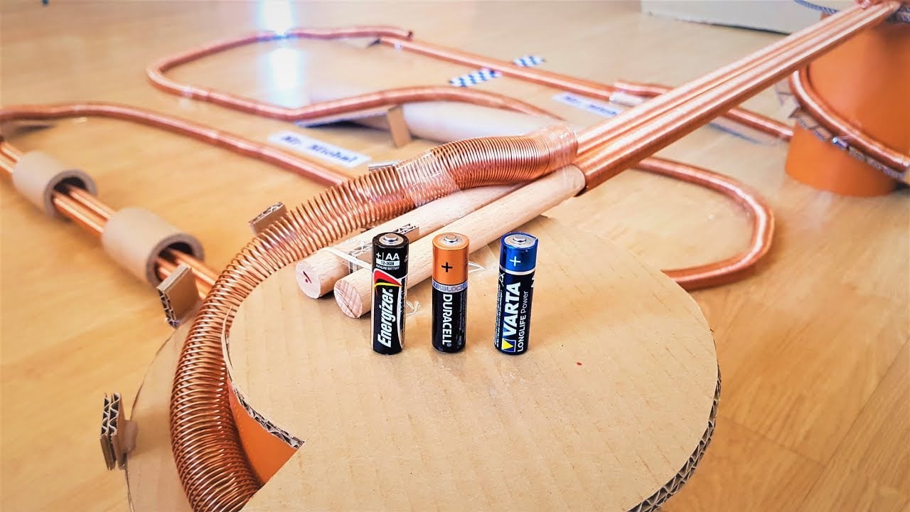 Fun Experiments with Electromagnetic AA Battery Trains