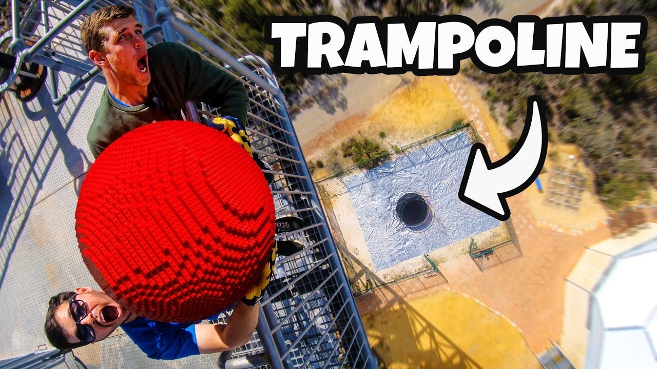 What Happens When You Drop a 20,000 Piece LEGO Ball onto a Trampoline?