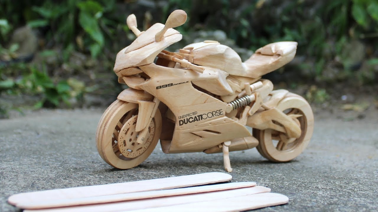 This Guy Builds Incredible Wooden Motorcycles from Popsicle Sticks