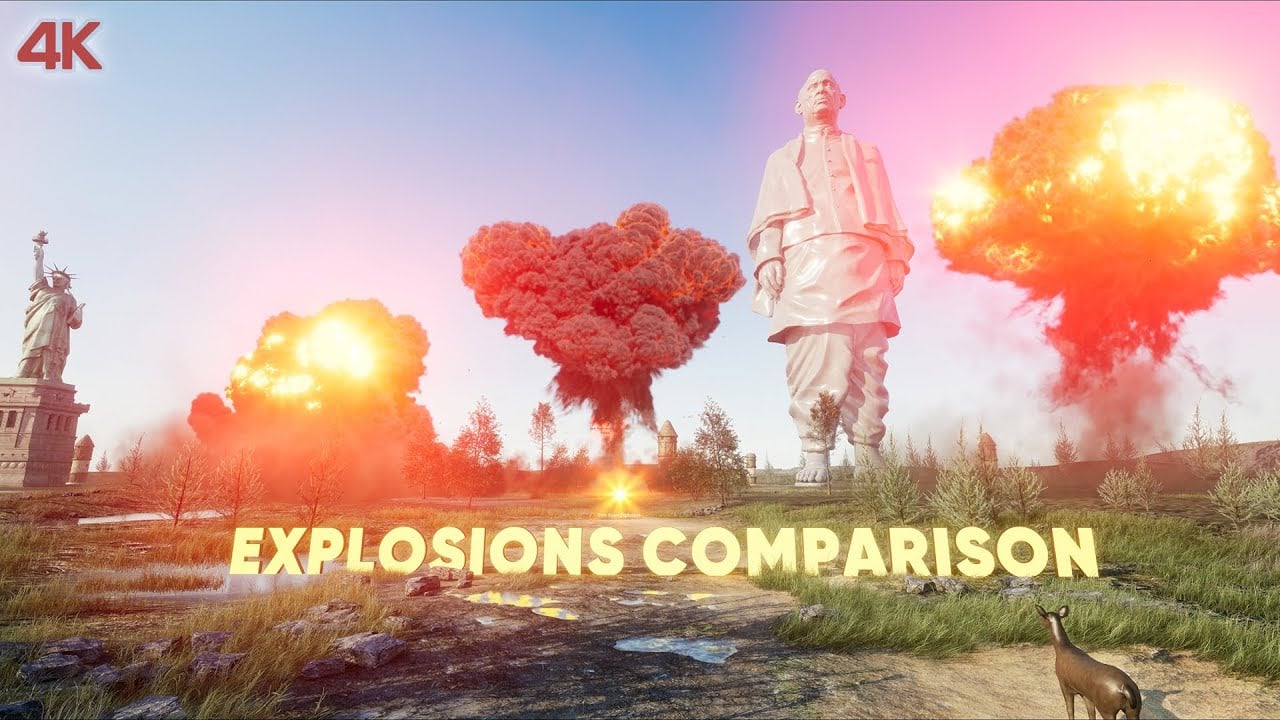 A CG Comparison of Explosions Made by Humans