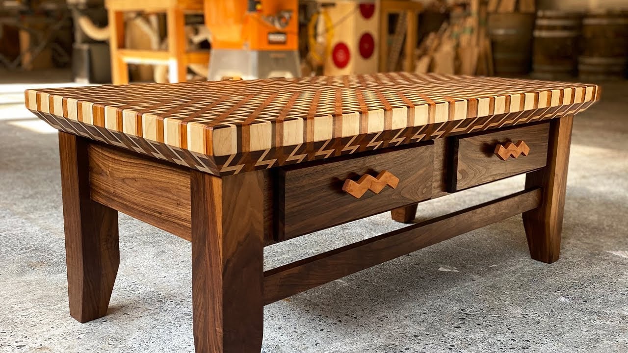 Watch an Woodworker Build an Incredible Patterned Wood Coffee Table