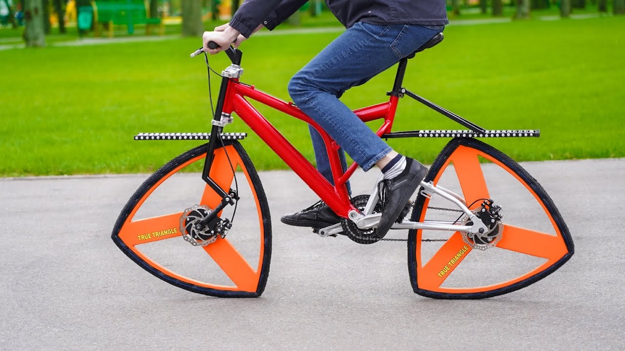 Riding a Bike With Triangular Wheels Looks So Strange
