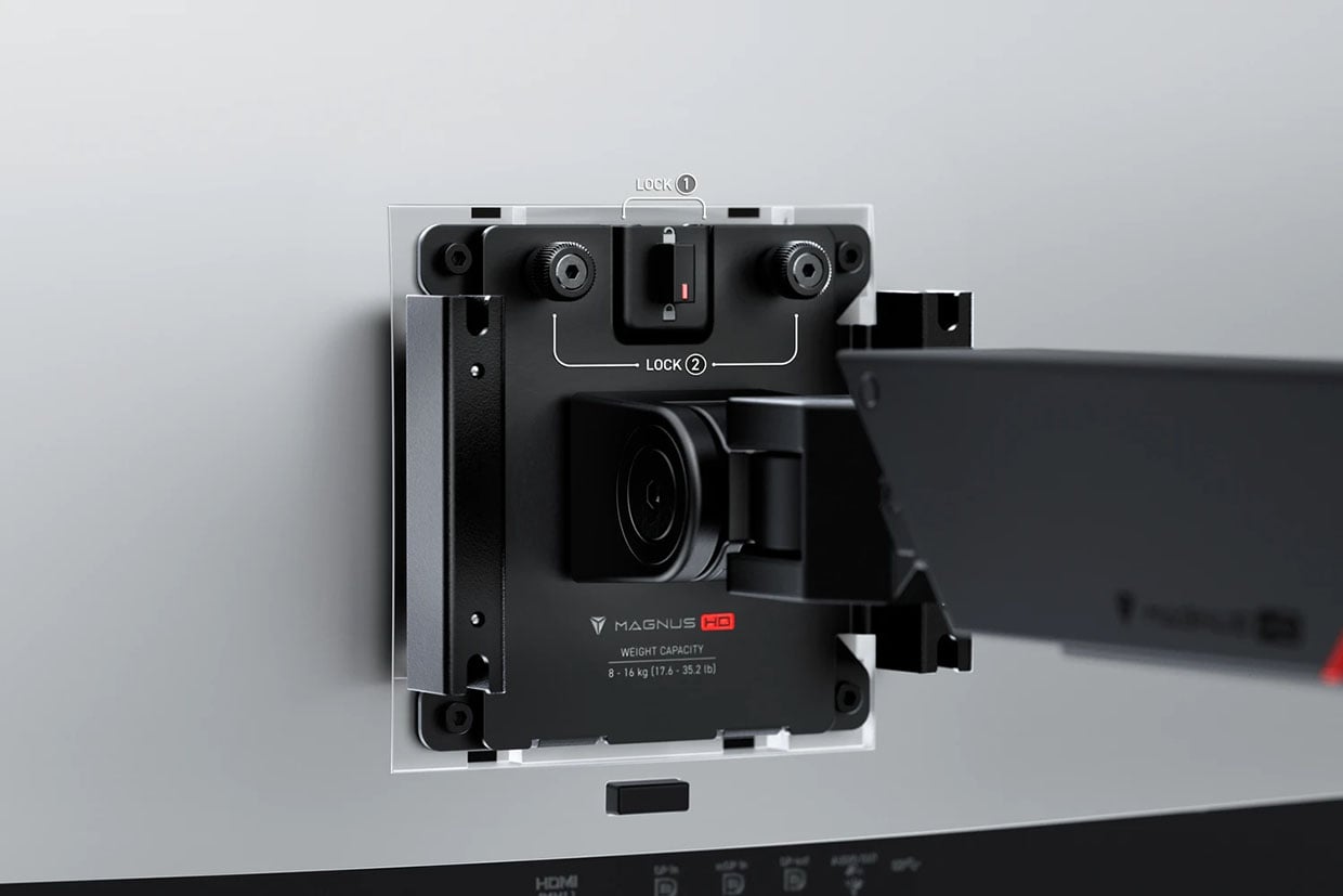 This Monitor Arm Has Detachable Handles for Adjusting Large Monitors