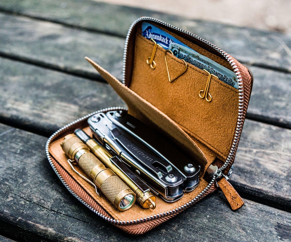Keep Your Small EDC Tools in This Handsome Leather Zipper Wallet