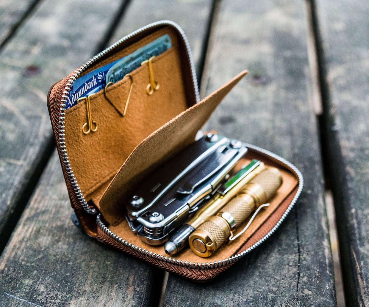 Keep Your Small EDC Tools in This Handsome Leather Zipper Wallet