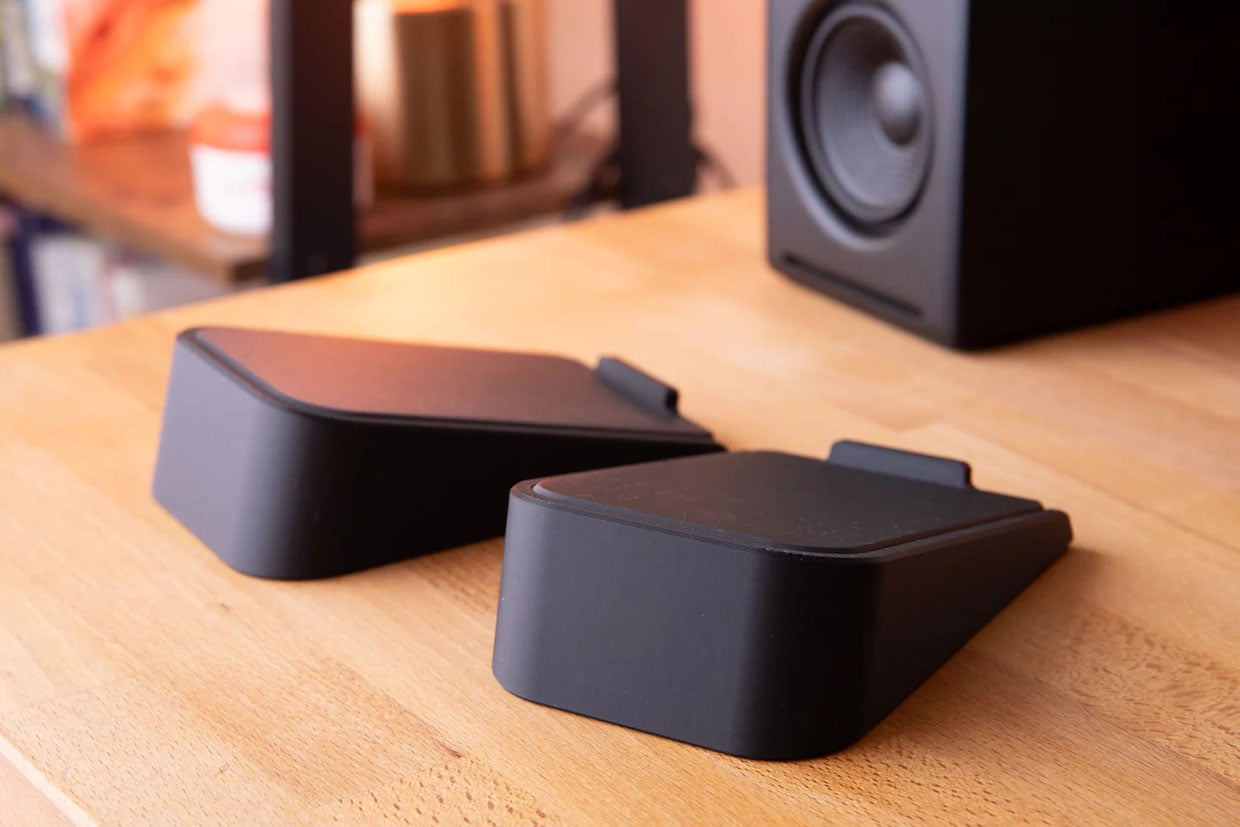 These Nifty Speaker Stand for Desktop Speakers Has a Hidden Drawer