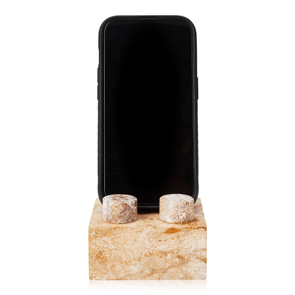 This Stone Phone Stand Looks Like a Giant LEGO Block