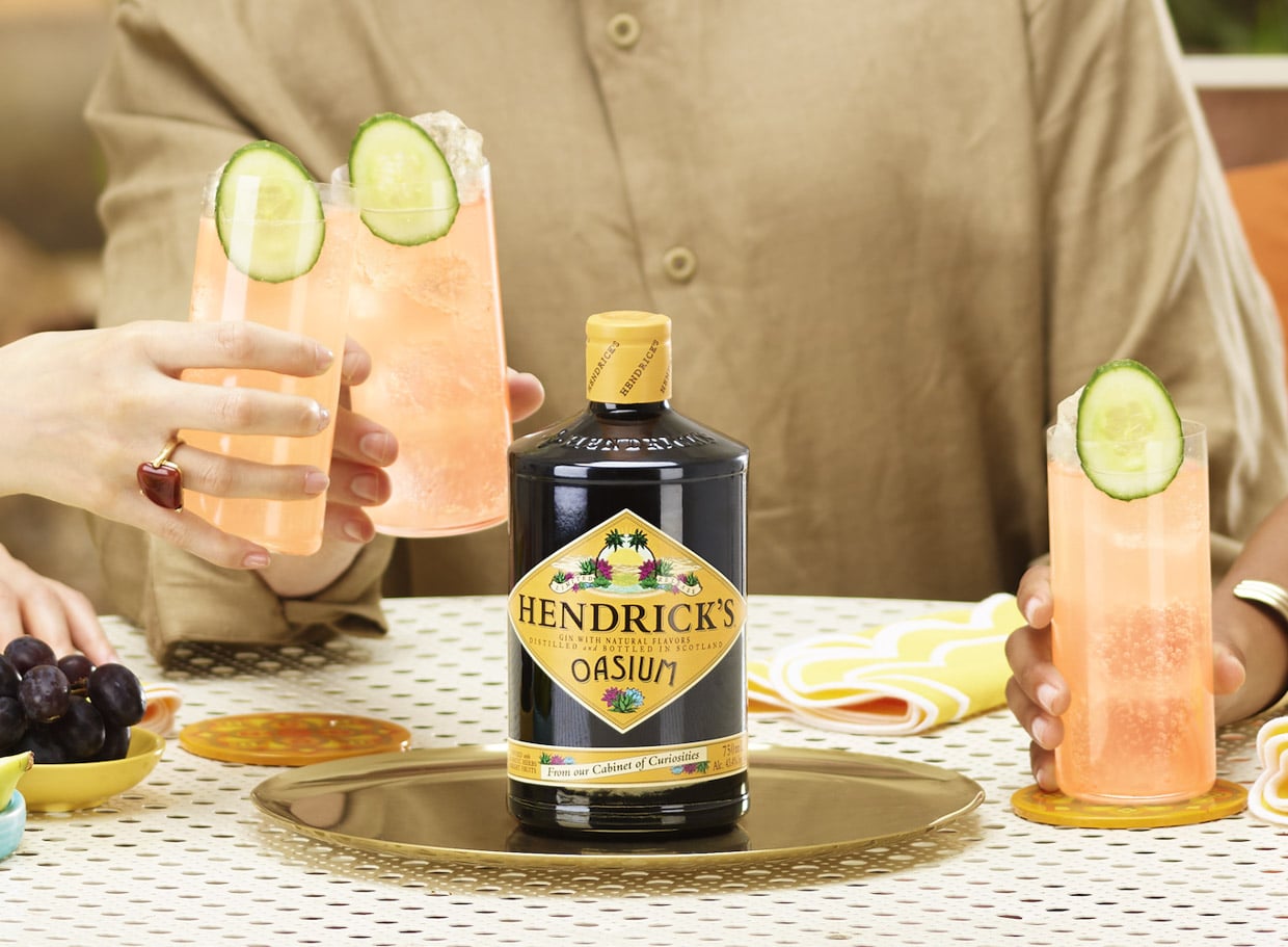 Hendrick's Oasium Gin Balances Botanicals, Citrus, Rose, and Cucumber