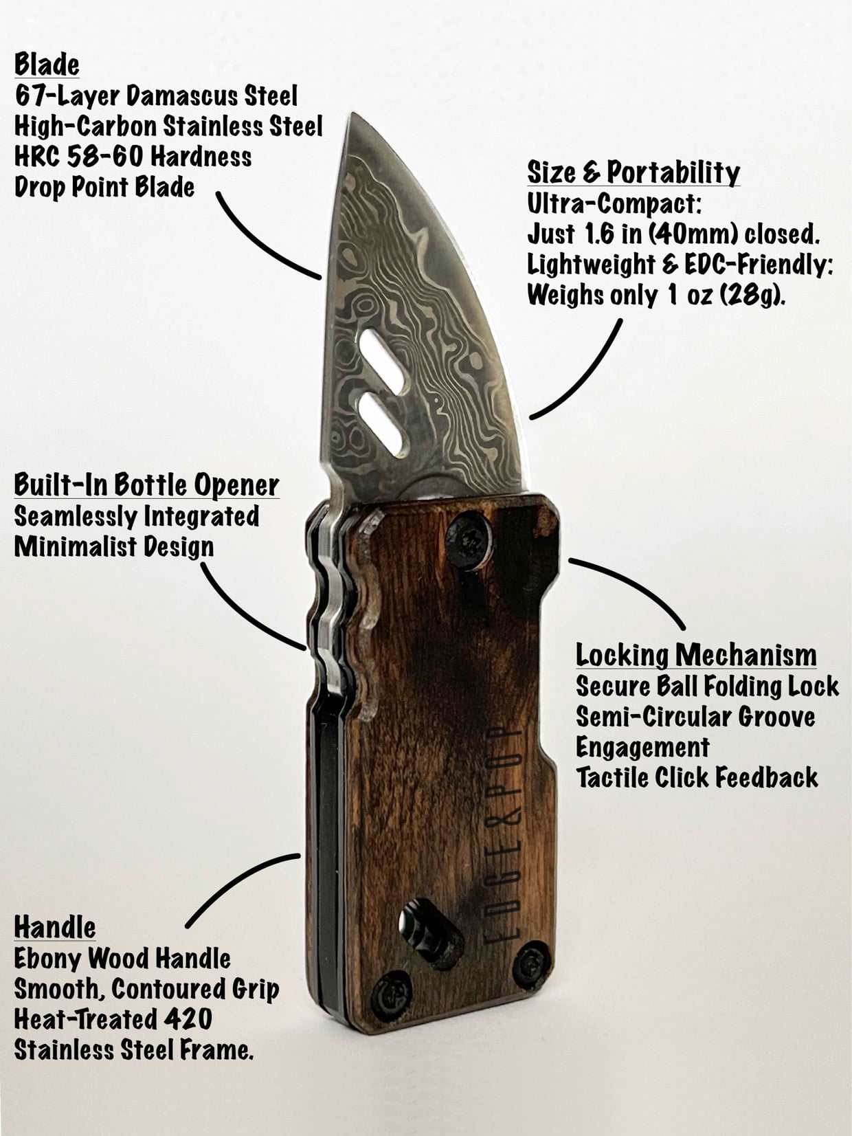 This Tiny Pocket Knife Has a Sweet Damascus Blade (and Opens Bottles)