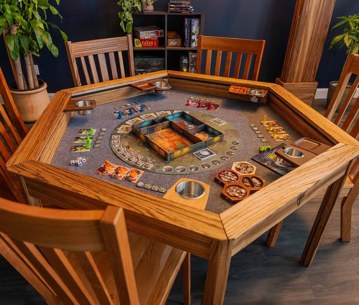This Hexagonal Dining Table Hides Board Games and Jigsaw Puzzles Under ...