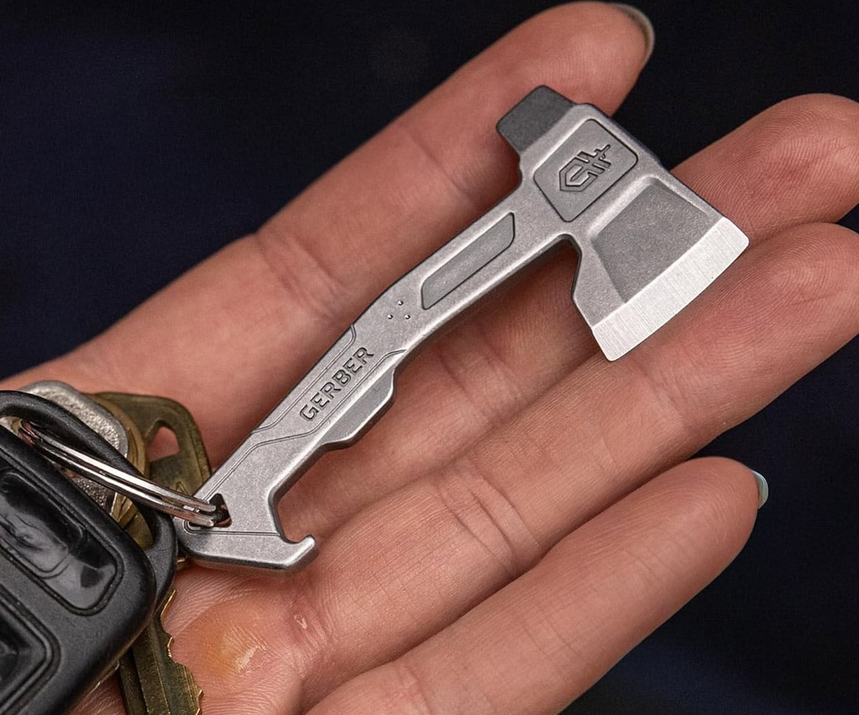 Gerber's Tiny Keychain Hatchet Opens Packages and Bottles