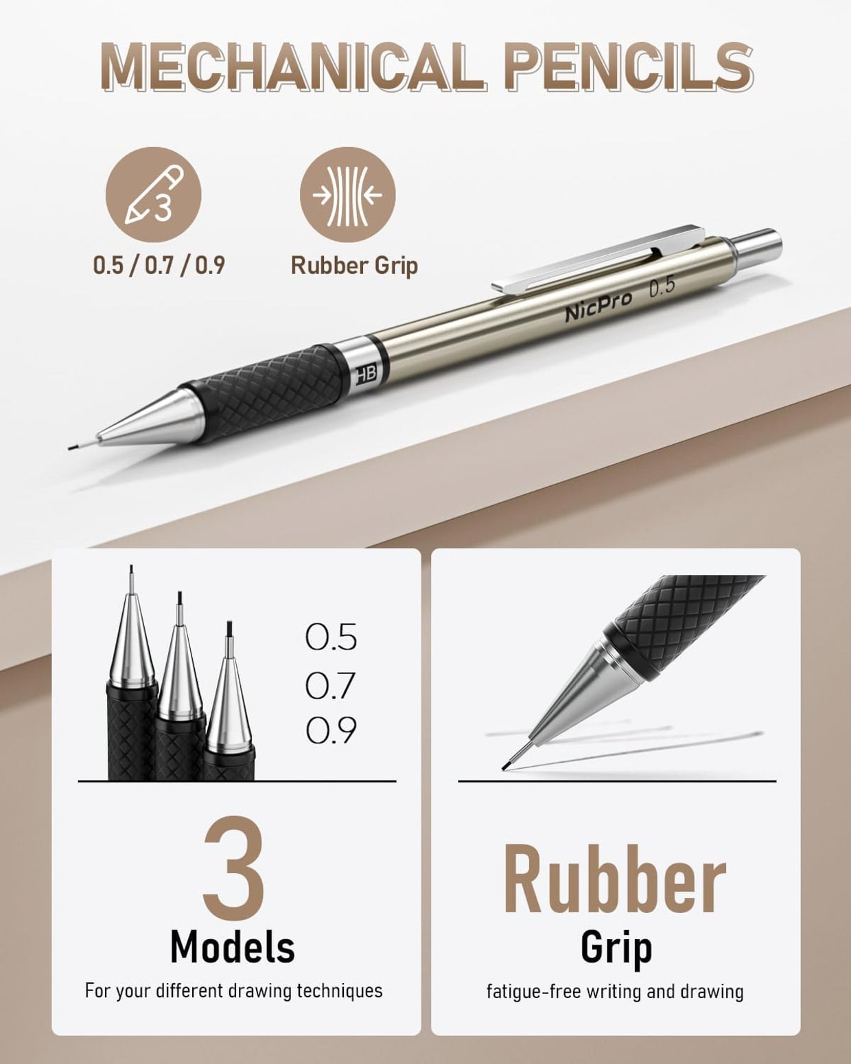 A Complete Mechanical Pencil Kit with Multi-size Leads and Refills