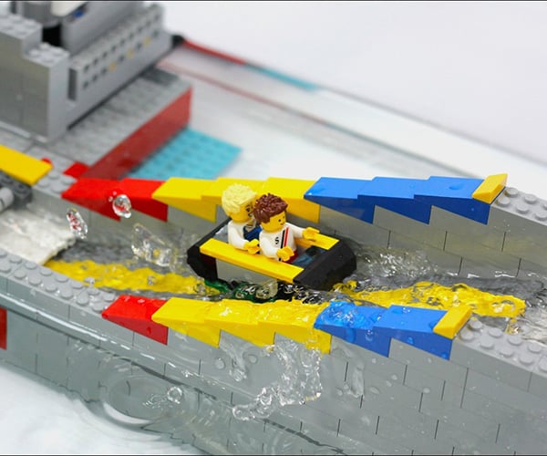 This LEGO Water Coaster Ride Launches Boats Uphill
