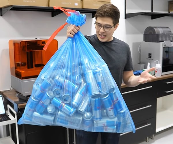 Turning 100 Red Bull Cans Into 1