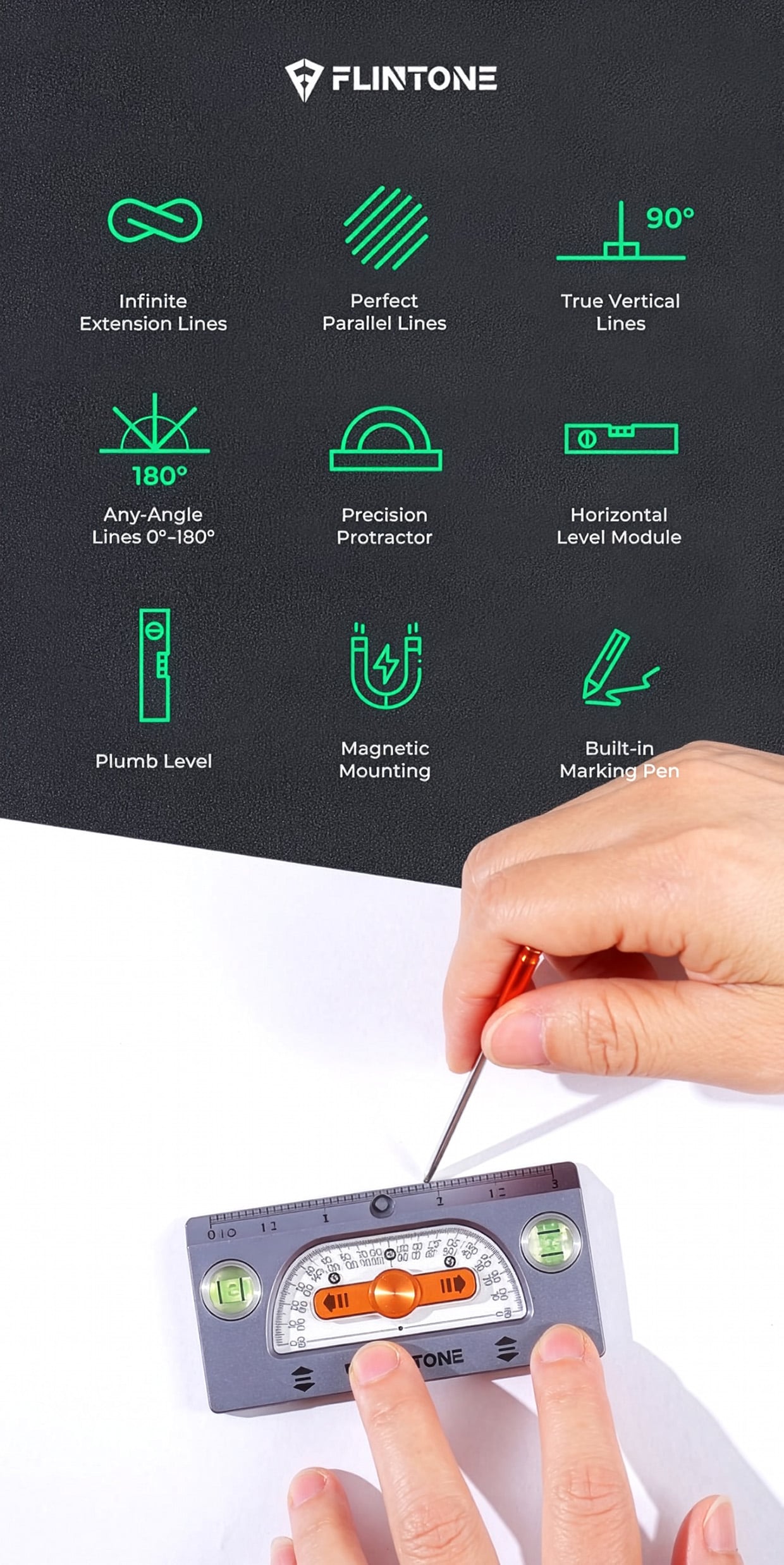 FLINTONE MegaRuler Drawing Tool Makes Perfect Parallel and ...