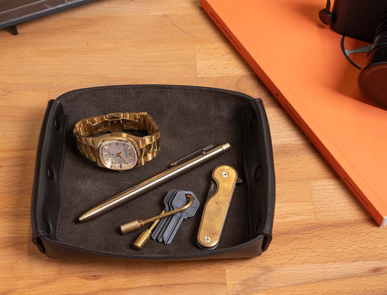 Empty Your Pockets Into This Luxurious Leather and Suede Valet Tray