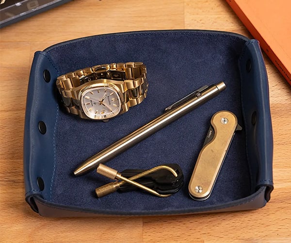 Empty Your Pockets Into This Luxurious Leather and Suede Valet Tray