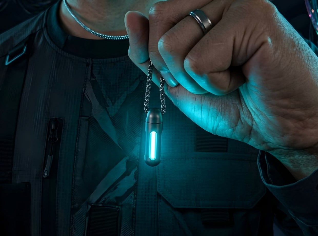 This Titanium Capsule for Keys, Pets, and Packs Glows for Years